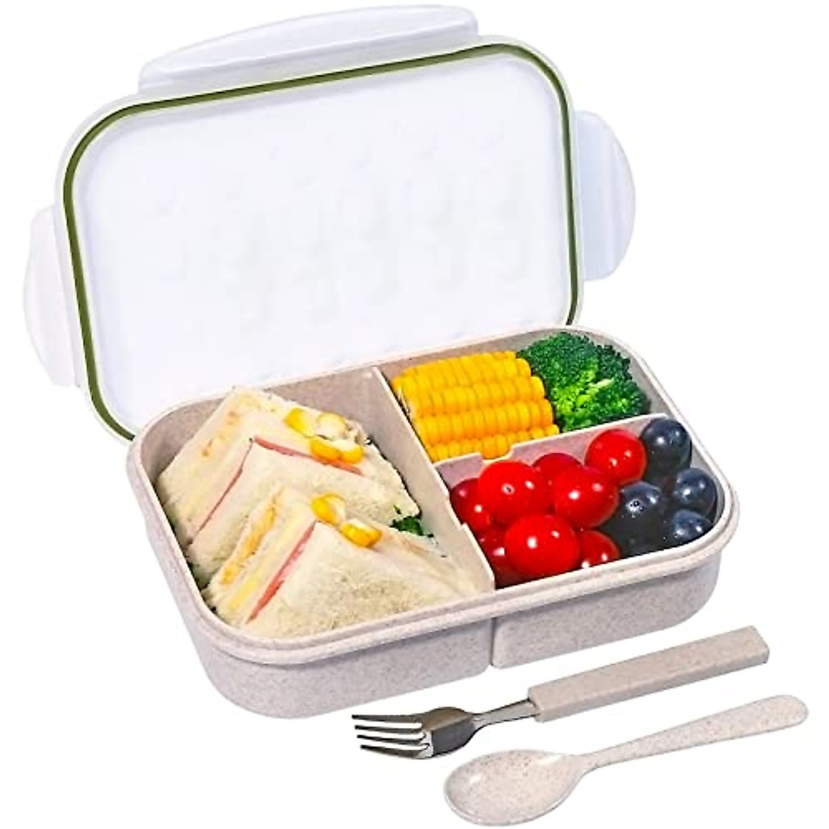 bacxigo Bento Box, Bento lunch Box for Kids and Adults, Lunch Container with Fork and Spoon, Leak Proof Lunch Box, Microwave and Dishwasher Safe Bento Boxes,Mom’s Choice Kids Lunch Box