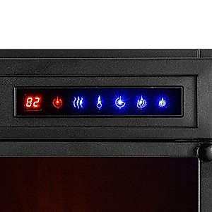 e-Flame USA Whistler LED Recessed Electric Fireplace Stove Insert with Remote - 3D Wood Burning Flame Effect - 28"x24" (Black)