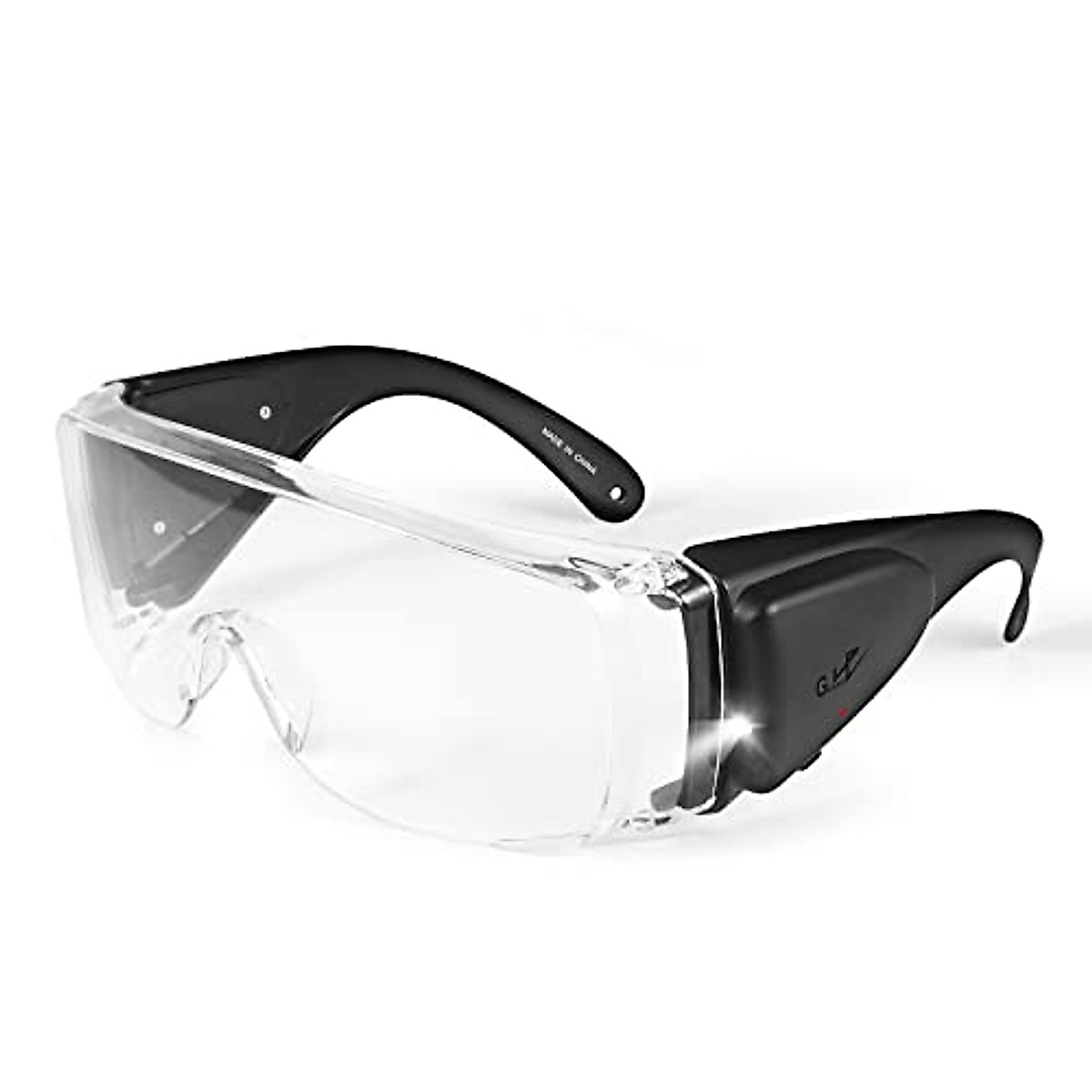 Anti Fog Safety Glasses With Lights For Women And Men - Night Work Goggles Over Eyeglasses , Anti Scratch Clear Lens Rechargeable Use In The Lab, Shooting, Welders, Woodworking