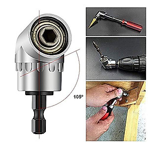 3Pcs 1/4" 3/8" 1/2"Hex Socket Adapter Drill Bits Set,Impact Grade Socket Wrench Adapter Extension Set,105°Right Angle Drill Bit Adapter Attachment 1/4" Drive Hex Magnetic Bit Socket Screwdriver Drill