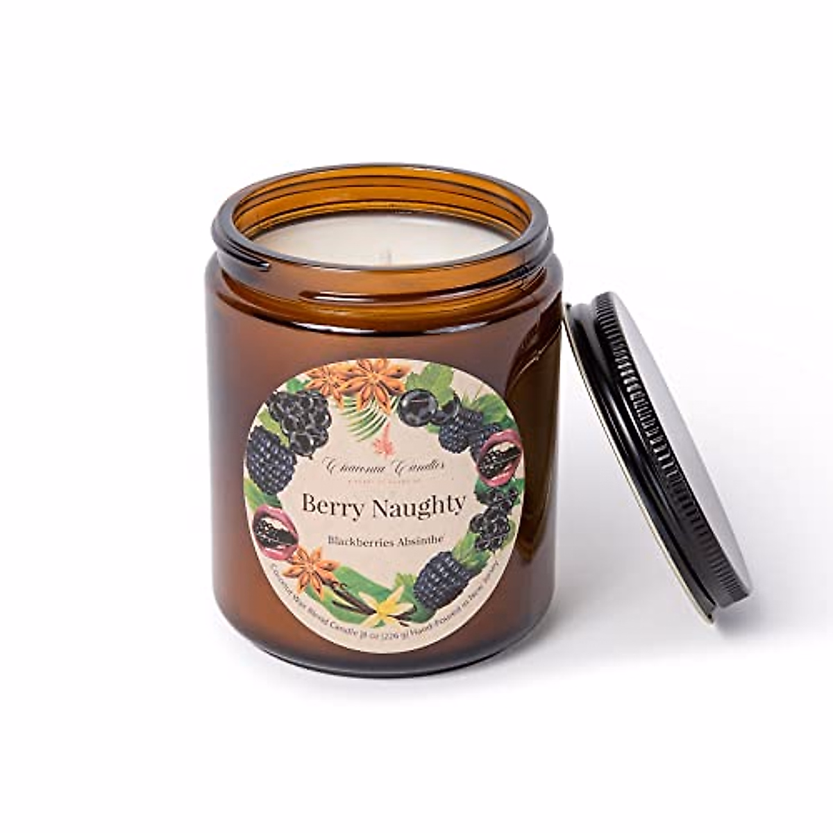 Chaconia Candles Nontoxic, Clean Burning, Long Lasting Scented Candle | Sustainably Handmade | Coconut Wax Blend | 8 oz |60-Hour Burn Time | Aromatherapy (Berry Scented Candle)