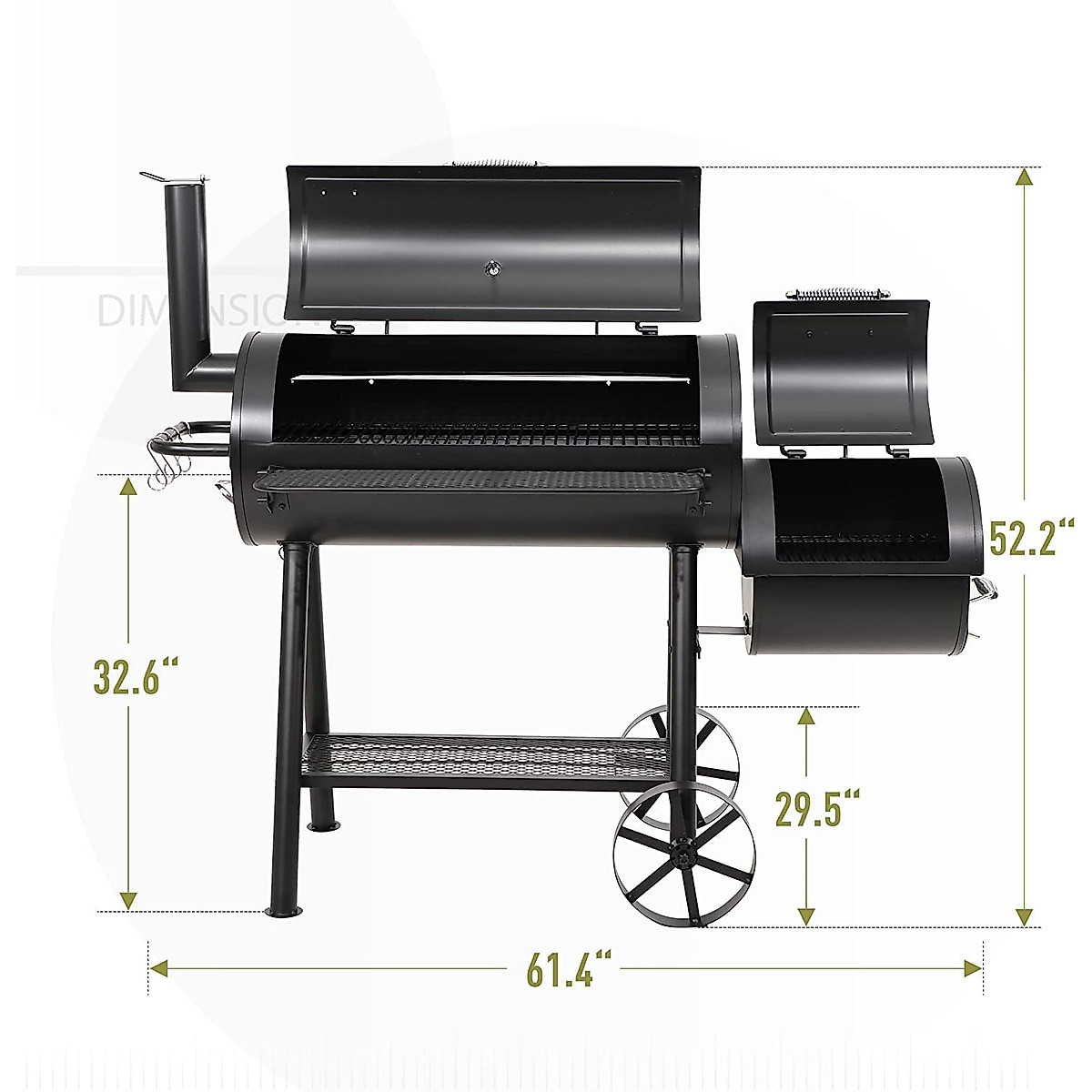 MFSTUDIO Heavy Duty Charcoal Wood Offset Outdoor Smoker Grill, Extra Large Charcoal Grill with Smoker Combo for BBQ Grilling, 941 SQ.IN.