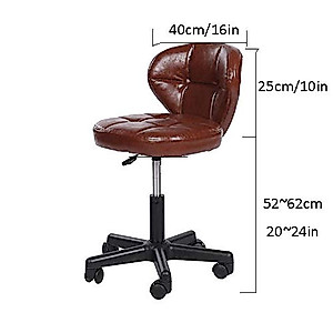 Beauty Stool Chair with Wheels，Adjustable Saddle Stool with Blue Synthetic Leather Seat，Adjustable Height 52-62 cm，Supported weight 160 Kg，Reflexology Chair Stool with Backrest for Beauty Salon Kitch