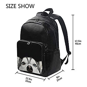 ALAZA Husky Dog Face Fun Large Canvas Backpack Water Resistant Laptop Bag Travel School Bags with Multiple Pockets for Men Women College