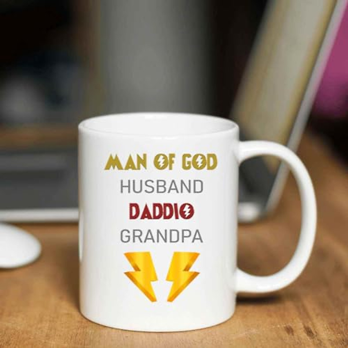 Christian Believers Gift, Ideal Gift for a Grandfather - Man Of God Prayers, Navy Multicolor Unisex Sweat 11 Oz White Ceramic Coffee Mug