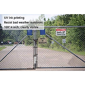 Video Surveillance in Use Sign,Warning Security Cameras in use Sign,Large 10x14 Inch Aluminum UV Ink Printed for House and Business (4-Pack)…