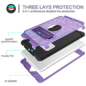 BENTOBEN iPad Mini 5 Case, iPad Mini 4 Case, Glitter Sparkly 3 Layers Heavy Duty Rugged Shockproof Kickstand Sturdy Leather Protective Tablet Cover for Apple iPad Mini 5 / iPad Mini 4, Purple
