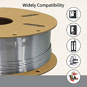 MKOEM 3D Printing Filament 1.75mm Silk Metallic Silver PLA 3D Printer Filament, 1KG 2.2LBS 3D Printing Material Silk PLA, High Diameter Tolerance, Widely Fit For 3D Printer/3D Pen, 1KG Silk Silver PLA