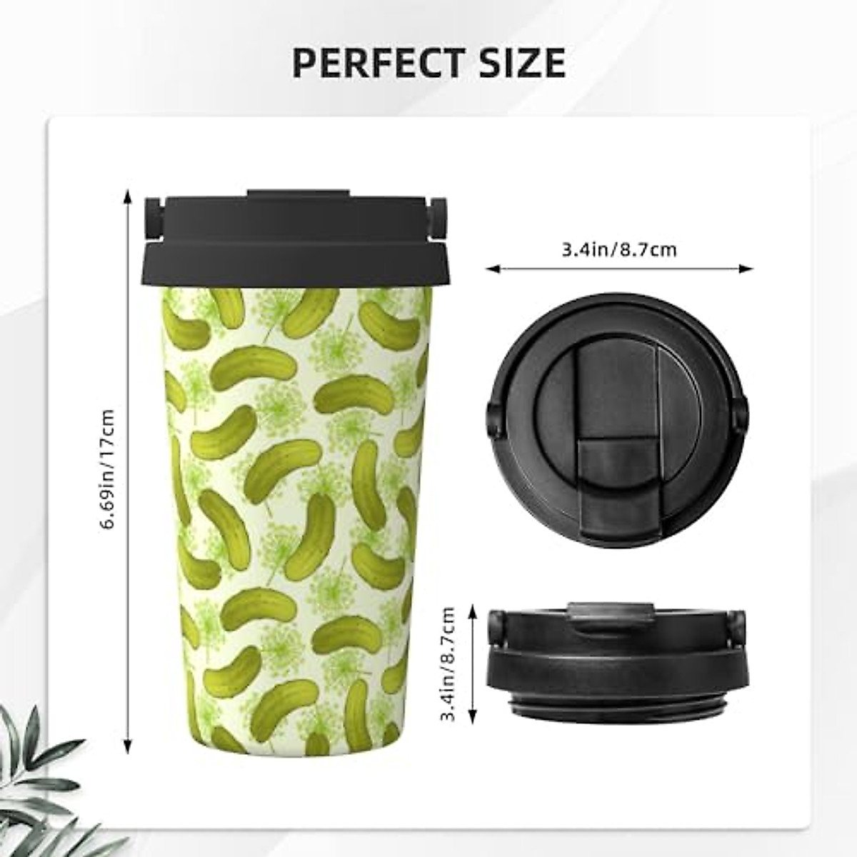 WANGXUEE Sushi Dill Pickles Print 500ml Stainless Steel Travel Tumbler Double Wall Vacuum Insulated Coffee Mug