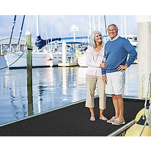 House, Home and More Indoor Outdoor Double-Ribbed Carpet Runner with Skid-Resistant Rubber Backing - Smokey Black - 4 Feet x 15 Feet