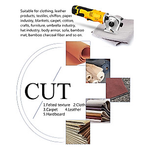 MXBAOHENG Electric Fabric Scissors Cordless Round Knife Cutting Machine Portable Rotary Cutter for Fabric Leather Carpet (2 Batteries)