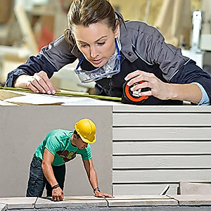 Tape Measure 25 Ft, Easy Read Fractions, Magnetic Hook, Bottom Temporary Finger Lock, Shock Absorbent Rubber Case