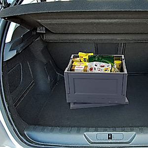 Morcte 2-Pack Collapsible Plastic Storage Box with Lids, Folding Storage Bin, Gray