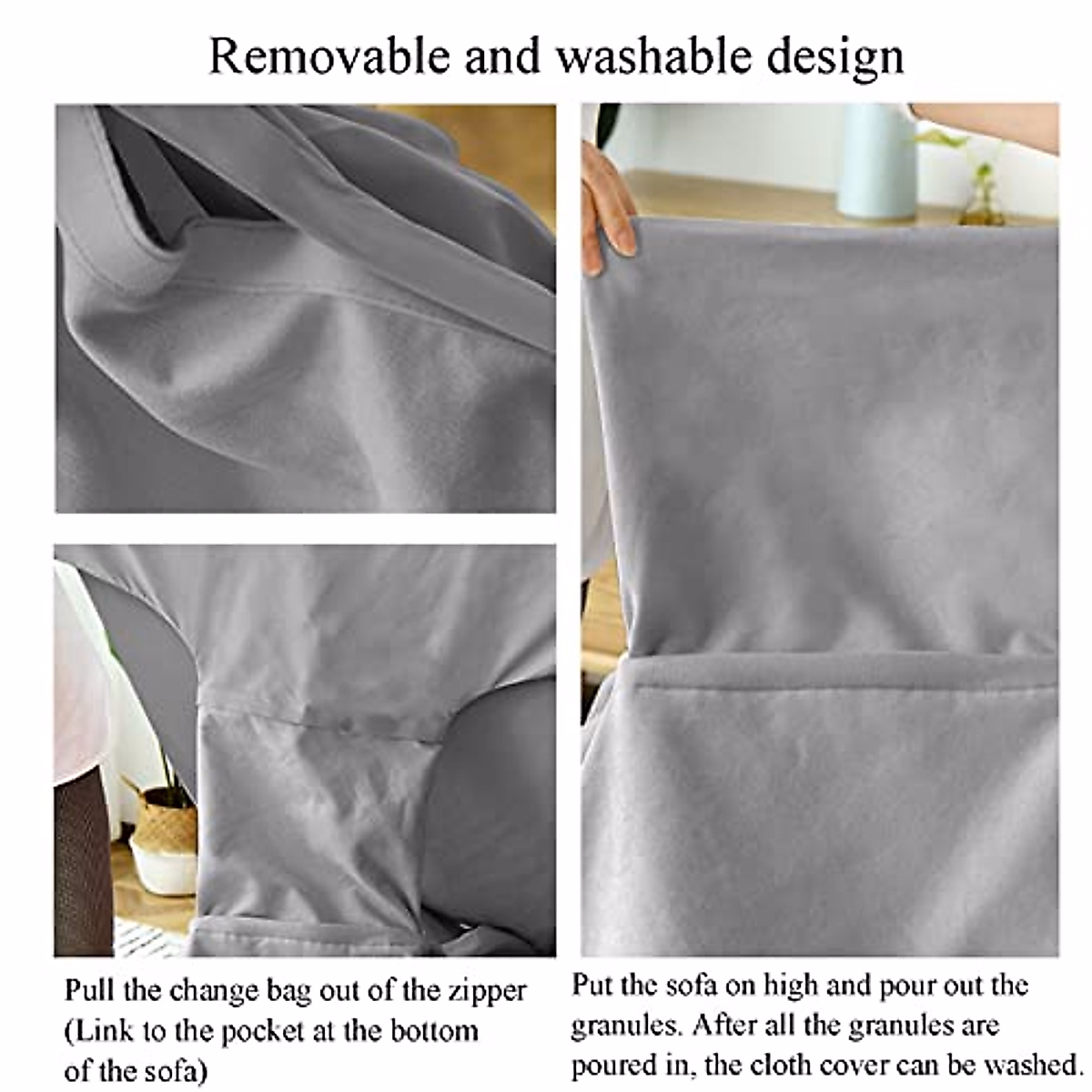 FBKPHSS Beanbag Cover Only, Ultra Soft Bean Bags Chairs Lazy Lounger Tatami (No Filler) Lounger Seat Bean Bag Cover Soft Beanbag Chair,Dark Grey,120 * 60cm