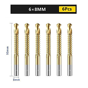 VIEUE Drill Bits 4/6 Piece Cobalt Bit Set Spiral Metric Composite Tap Bit Tap Twist Bit Wood Drill for Cutting Drilling Slotting (Color : 6Pcs8MM)