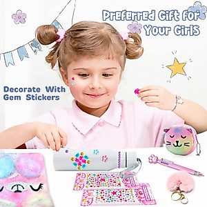 homicozy Bear Diary for Girls with lock and keys, Kids Journal School Travel Notebook Gift Set for Writing and Drawing,Plush Secret Diary with Multicolored Pen Stickers Purse Keychain