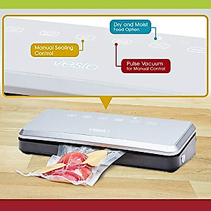 Vacuum Sealer by Vesta Precision - Vac 'n Seal | Extends Food Freshness | Perfect for Sous Vide Cooking | Dry and Moist Food Mode | Automatic and Manual Vacuum Mode