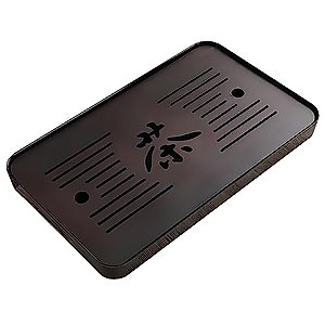 Tea Tray, 13 inch Chinese Kung Fu Tea Catch and Filter Tray, Dry Foam Beverage Tray, Bamboo Hollowed Out Bottom Storage Tray, Removable Tiered Tray