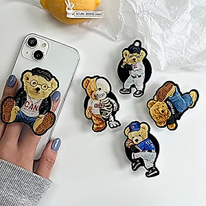 ONLYOU GRIPTOK Phone Grip Korean Grip Tock Bear Design Cute Smartphone Stand Drop Prevention Just Stick On Custom Pair Matching Women's Men's (Break Dance)