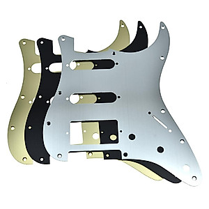 Dopro 11-Hole Aluminum Anodized Modern Style Strat HSS Guitar Pickguard Scratch Plate Fits American/Mexican Fender Gold