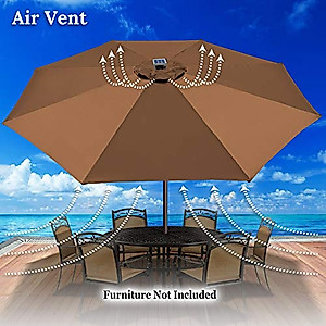 BenefitUSA 10' Patio Umbrella LED Lighted Tilt Aluminum Garden Market Balcony Outdoor Sunshade (Brown)