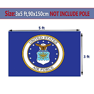 Air Force Crest Emblem Flag 3x5 Outdoor Double Sided- US Coat of Arms Military USAF Flags Heavy Duty 3 Ply Flag Banner with 2 Grommets for Outside Outdoor Indoor