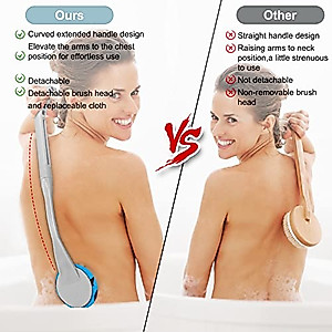 Back Brush Long Handle for Shower, 20.5” Back Bath Brush for Shower, Back Scrubber, Exfoliation and Improved Skin Health for Elderly with Limited Arm Movement, Disabled, Pregnant Women