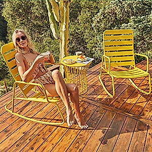 Novogratz 88065YLW1E Poolside Roberta Outdoor Rocking Chair, Yellow