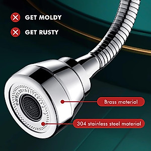 MANMOON Swivel Faucet Aerator with 3 Spray Modes & 360° Rotation, Water-Saving Sink Sprayer Attachment for Kitchen/Bathroom, Chrome-Plated Nozzle (Easy Install, Anti-Splash,Three-stage,Medium)