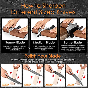 JUCPASH Rolling Knife Sharpener Kit for Straight Edge - Knife Sharpening with Leather Strop, Diamonds Discs and 15 & 20 Degree Magnetic Angles, Roller Knife Sharpener System for Kitchen Knives