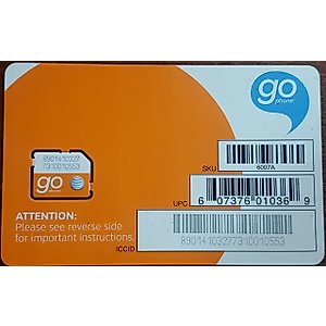 AT&T SIM Card, Compatible with Prepaid (GoPhone) and Postpaid AT&T Cellular Service (Micro)