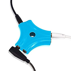 5-Way Multi Headphone Splitter, 3.5mm Audio Stereo Headset AUX Adapter 1/8” Earphone Earbuds Extension Cord, Compatible for iPod,Mp3 Player,Mobile Phone,Laptop,PC,Headphones,Speakers (Blue)