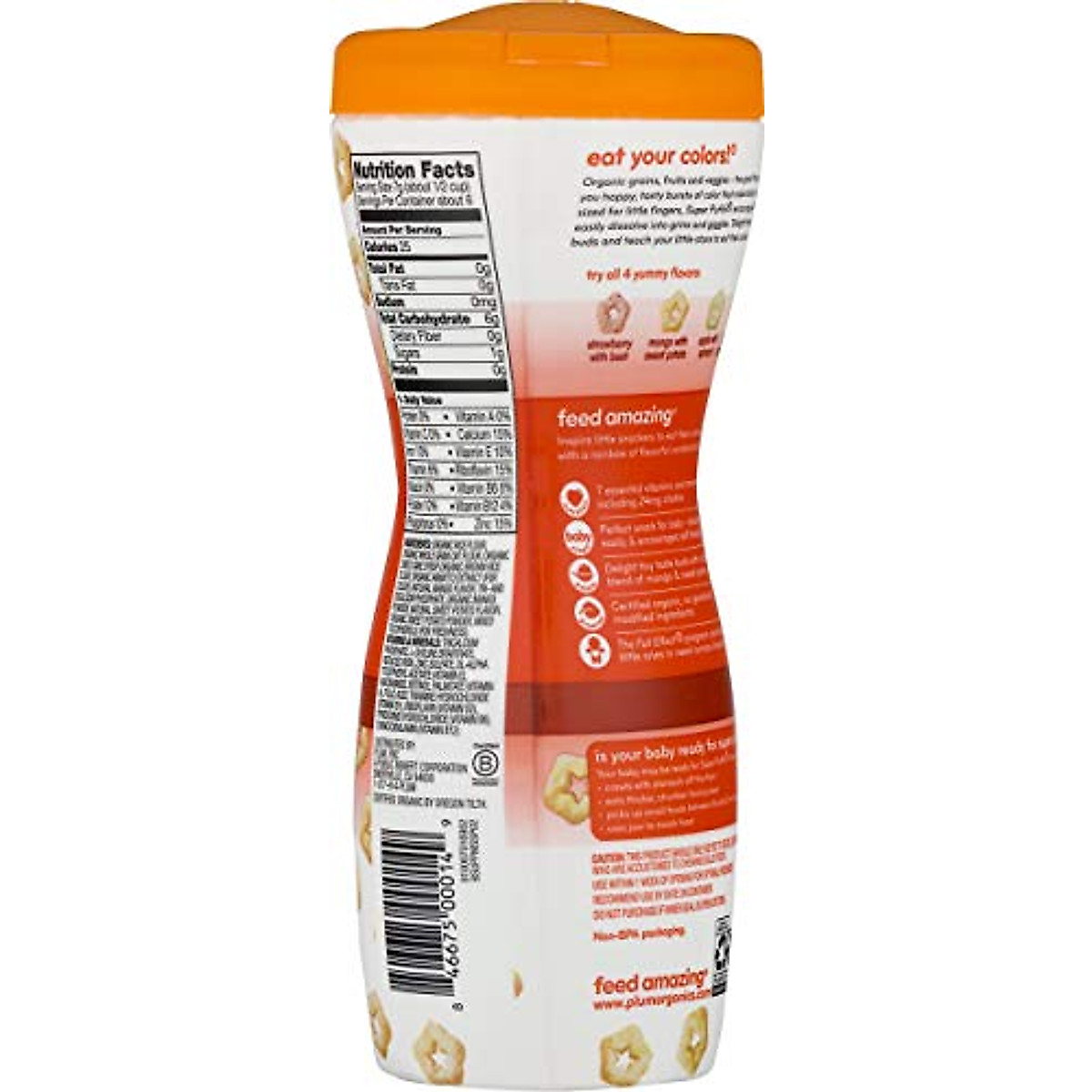 Plum Organics Baby Food Pouch | Super Puffs | Mango with Sweet Potato | 1.5 Ounce | 4 Pack | Organic Food Squeeze for Babies, Kids, Toddlers