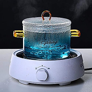 Glass Saucepan with Cover, 900ml Heat-Resistant Glass Stovetop Pot and Pan with Lid, The Best Handmade Glass Cookware Set Cooktop Safe for Pasta Noodle, Soup, Milk, Baby Food