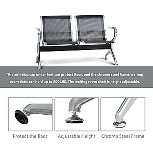 FIZZEEY Waiting Room Chairs, 2 Seat Office Guest Reception Chairs, Waiting Room Bench Furniture for Hospital Bank Airport, Black