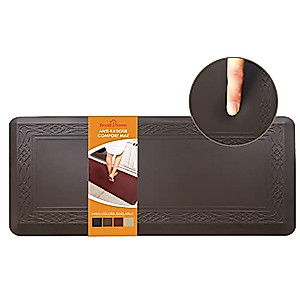 24 x 60 Inch Extra Support Anti Fatigue Comfort Kitchen Mat, Waterproof Long Kitchen Runner, Non-Slip Standing Desk Mat, Commercial Pads for Offices, Home, Garages (Bordeaux Coffee, 24'' x 60'')