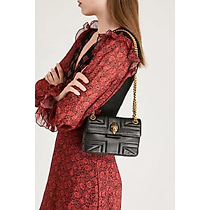 Kurt Geiger Women’s Mini Kensington Union Jack Quilted Leather Crossbody, Black