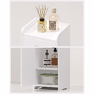 Hzuaneri Bathroom Storage Cabinet, Corner Floor Cabinet with 2 Doors and Adjustable Shelf, Narrow Toilet Paper Cabinet, Bathroom Organizer for Small Spaces, White BC19913X