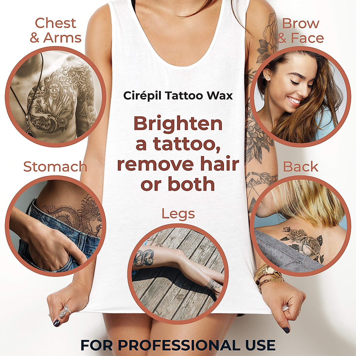 Cirepil - TATTOO - Sublim Care - 800g, 28.22oz Patented Wax Beads for Tattooed Areas - Illuminates, Redefines & Brightens Skin
