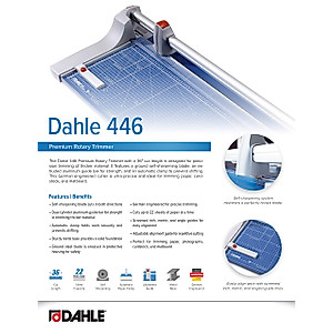 Dahle 446 Premium Rotary Trimmer, 36" Cut Length, 25 Sheet Capacity, Self-Sharpening, Automatic Clamp, German Engineered Paper Cutter