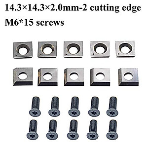 Carbide Inserts Cutters Knives 14.3mm Square Replacement 2 Cutting Edges for Cutech Tool Planer Jointer 40700H-CT 4700HC-CT 40100H-CT 40600H-80100-CT 40200H-CT 40600HC-80100-CT 40200HC-CT Head 10pc