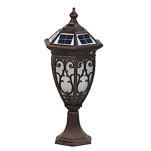XIAOXY 50cm Solar LED Column Headlight European Outdoor Waterproof Rustproof Wall Garden Light Garden Villa Home Street Lights Aluminum Glass Corrosion Resistant Fence Deck Lights