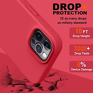 LOVE 3000 Compatible with iPhone 13 Pro Max Phone Case | Thickening Liquid Silicone | Anti-Scratch Microfiber Lining | Full-Body Duty Heavy Protection Case for iPhone 13 Pro Max Women Girls, Red