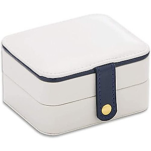ZZYINH AN207 Korean Style Fresh Simple Girl Earrings Plate Jewelry Box Organizer Leather Earrings Ring Multi-Function Jewelry Storage Box Small Jewelry (Color : White)