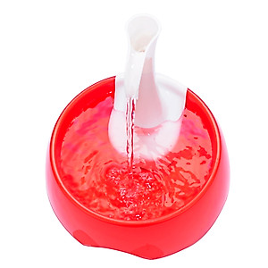 Aqua First Pet Water Fountain - Automatic Drinking Bowl for Cats and Dogs - Light and Portable - Replaceable Filters - Ergonomic Design - 1.2L/42 fl oz - Red