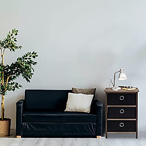 NO MORE TAG Nightstand with 3 Fabric Drawers, Fabric Dresser, Fabric Night Stand, Bedside Table for Small Place, Bedroom, Wood Top&Easy Pull Fabric Bins, Brown & Black