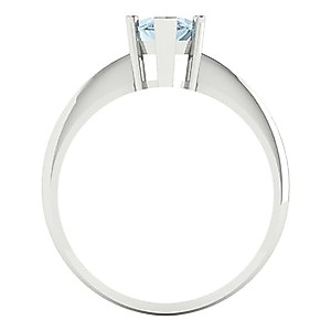 Clara Pucci 1.50 ct Marquise Cut Solitaire Natural Aquamarine Engagement Bridal Promise Anniversary Ring 18K White Gold Size 10.25