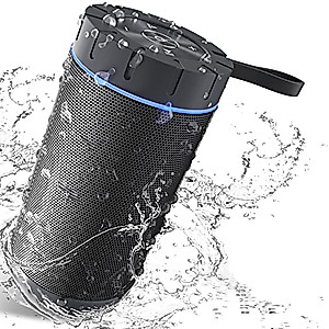 comiso Waterproof Bluetooth Speaker IPX7, 25W Wireless Portable Speakers Loud Sound Strong Bass Stereo Pairing 36 Hours Playtime, Bluetooth 5.0 Built in Mic for Calls Black