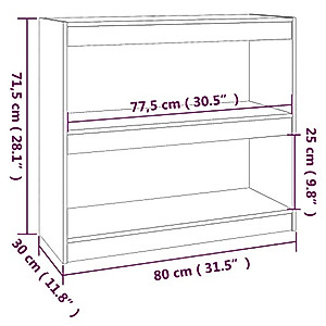 vidaXL Book Cabinet/Room Divider Gray 31.5"x11.8"x28.1" Solid Wood Pine