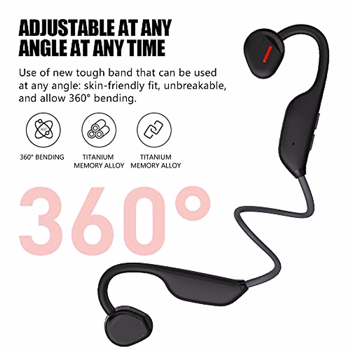 Open Ear Bone Conduction Headphones, Ougngrn Wireless Air Conduction Sport Earphones, Over-Ear Bluetooth 5.3 Lightweight Sweatproof Sports Headset for Running, Bicycling, Hiking,Work Out,Office(Black)